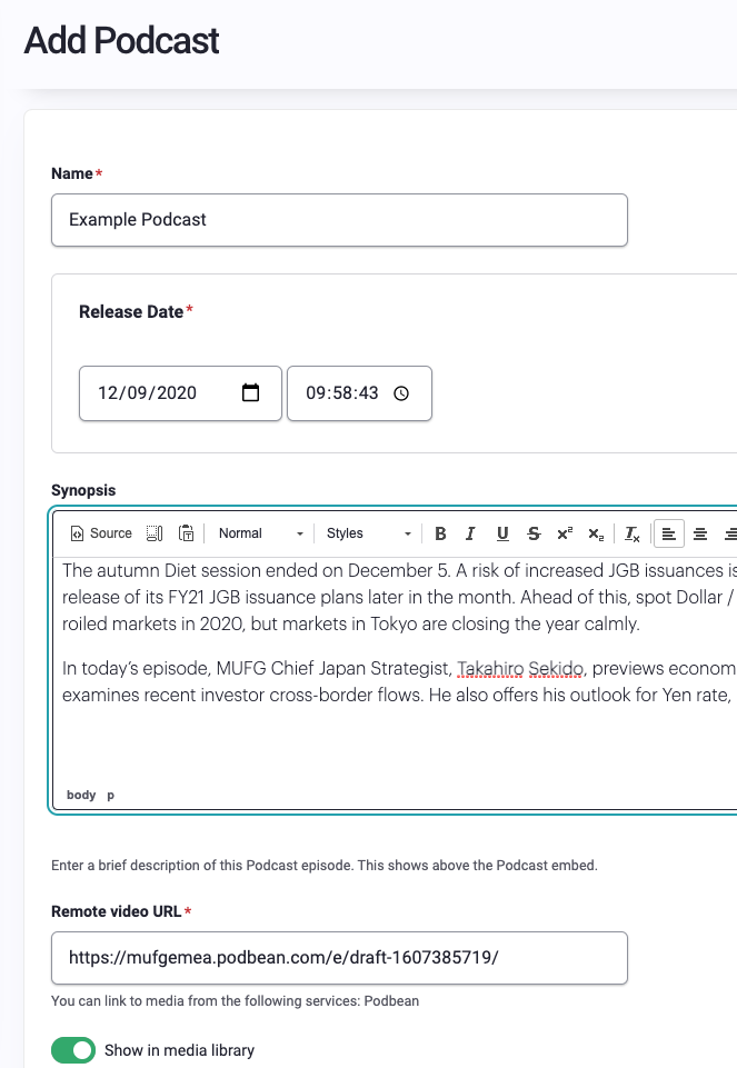 Podcast Media Type | MUFG Americas